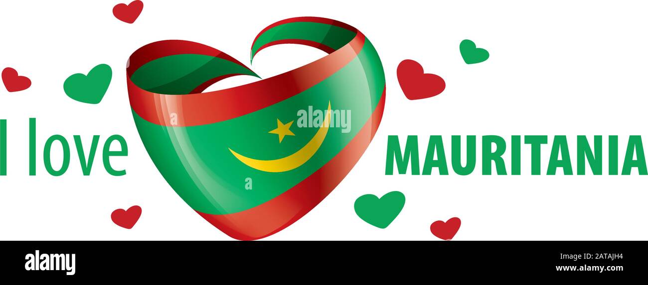 National flag of the Mauritania in the shape of a heart and the ...