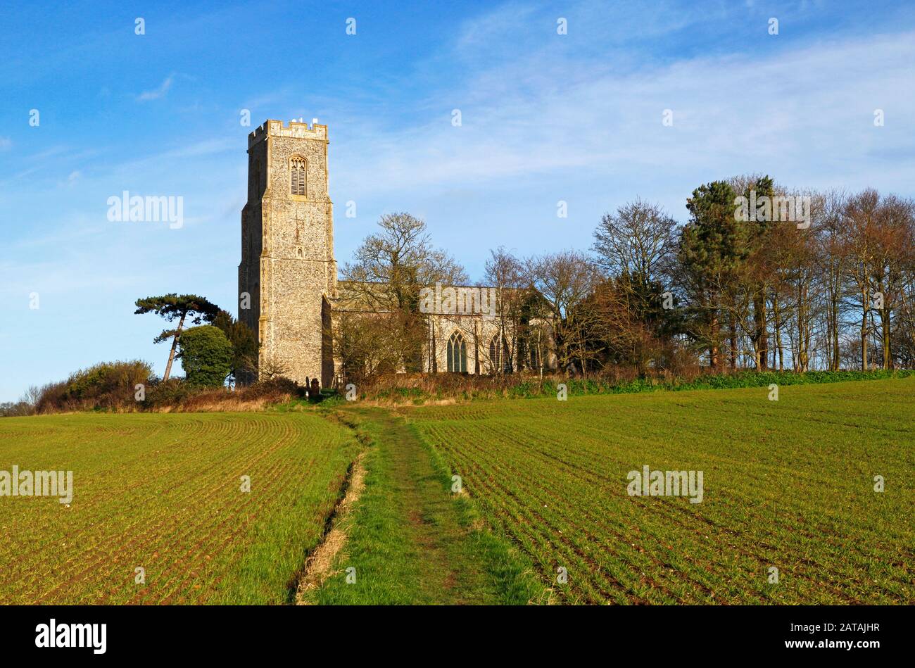 A view from the footpath across the fields to the parish Church of St ...