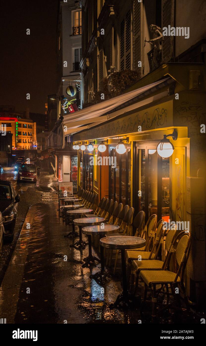 Paris Street Cafe At Night