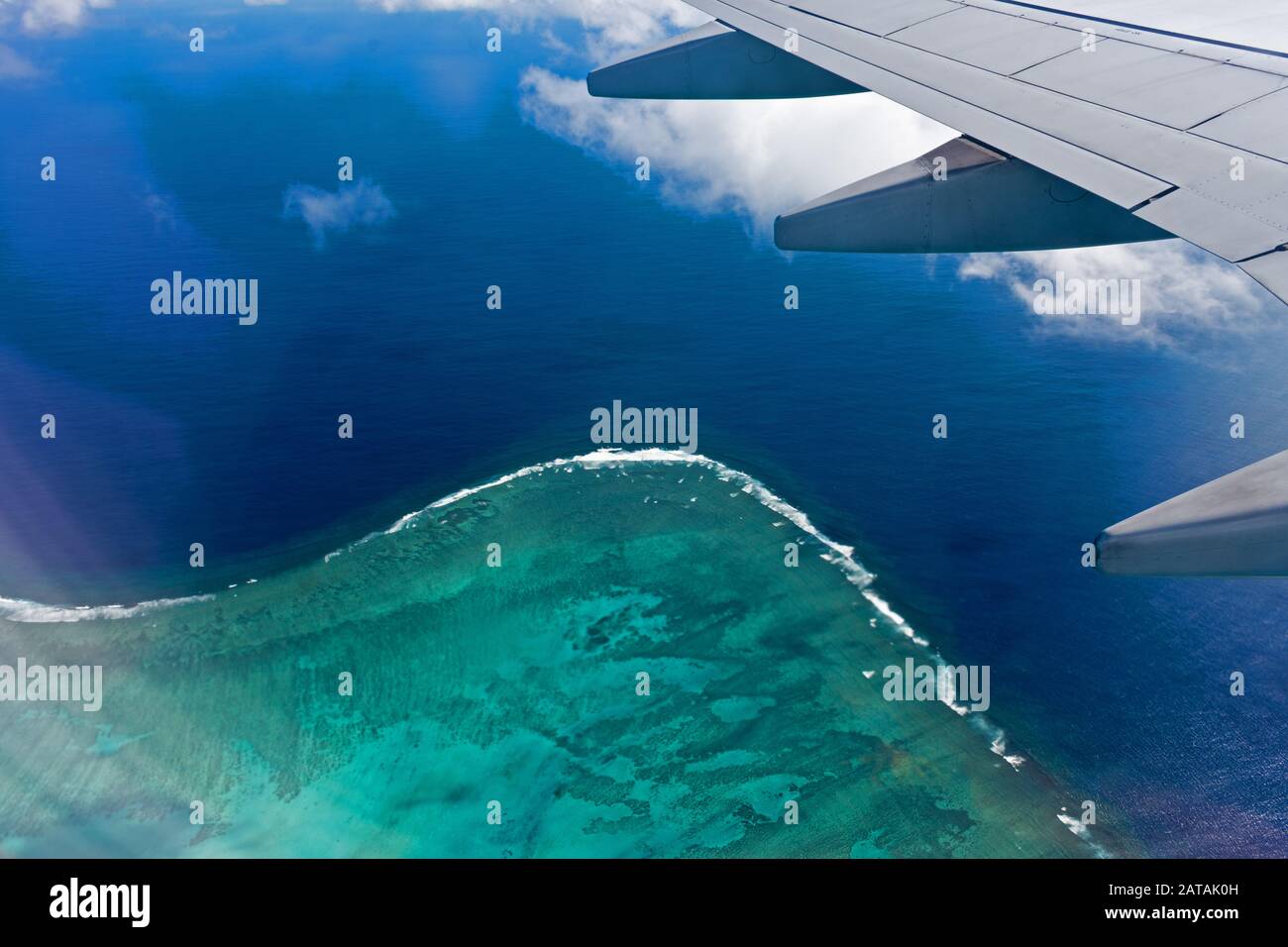 View from Airplane Window to Fiji Island, Oceania Stock Photo - Alamy
