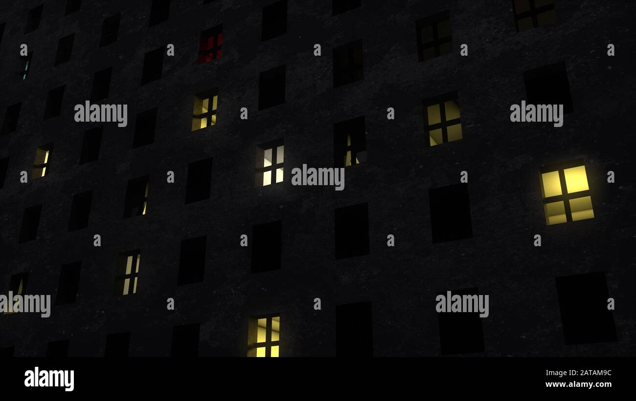 Amazing 3d illustration of a standard red window in a black ghetto ...