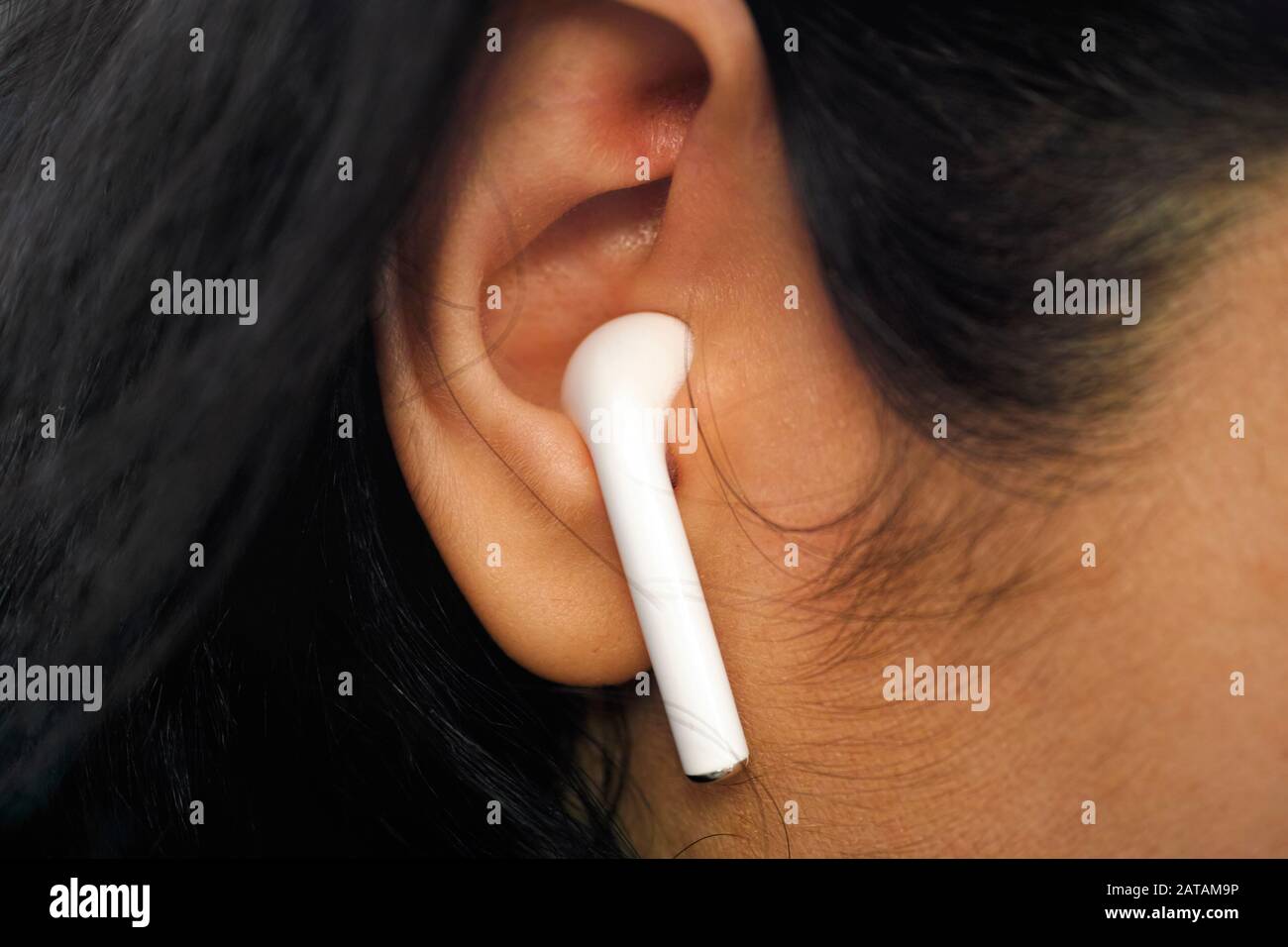 Headphones close up ear hi-res stock photography and images - Alamy
