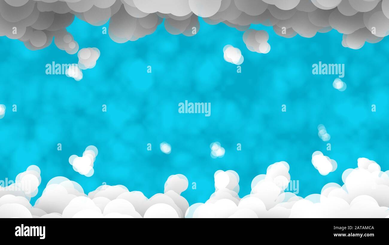 Striking 3d rendering of a light blue window in cottony white and grey ...