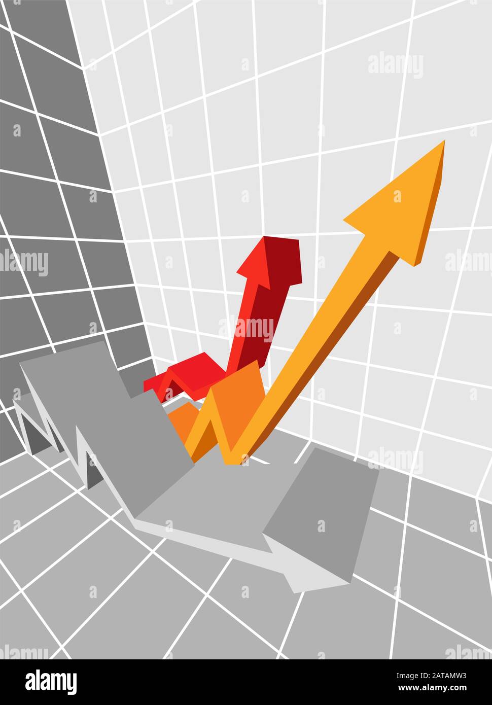 Three ascending or rising arrows in geometric business diagram Stock ...