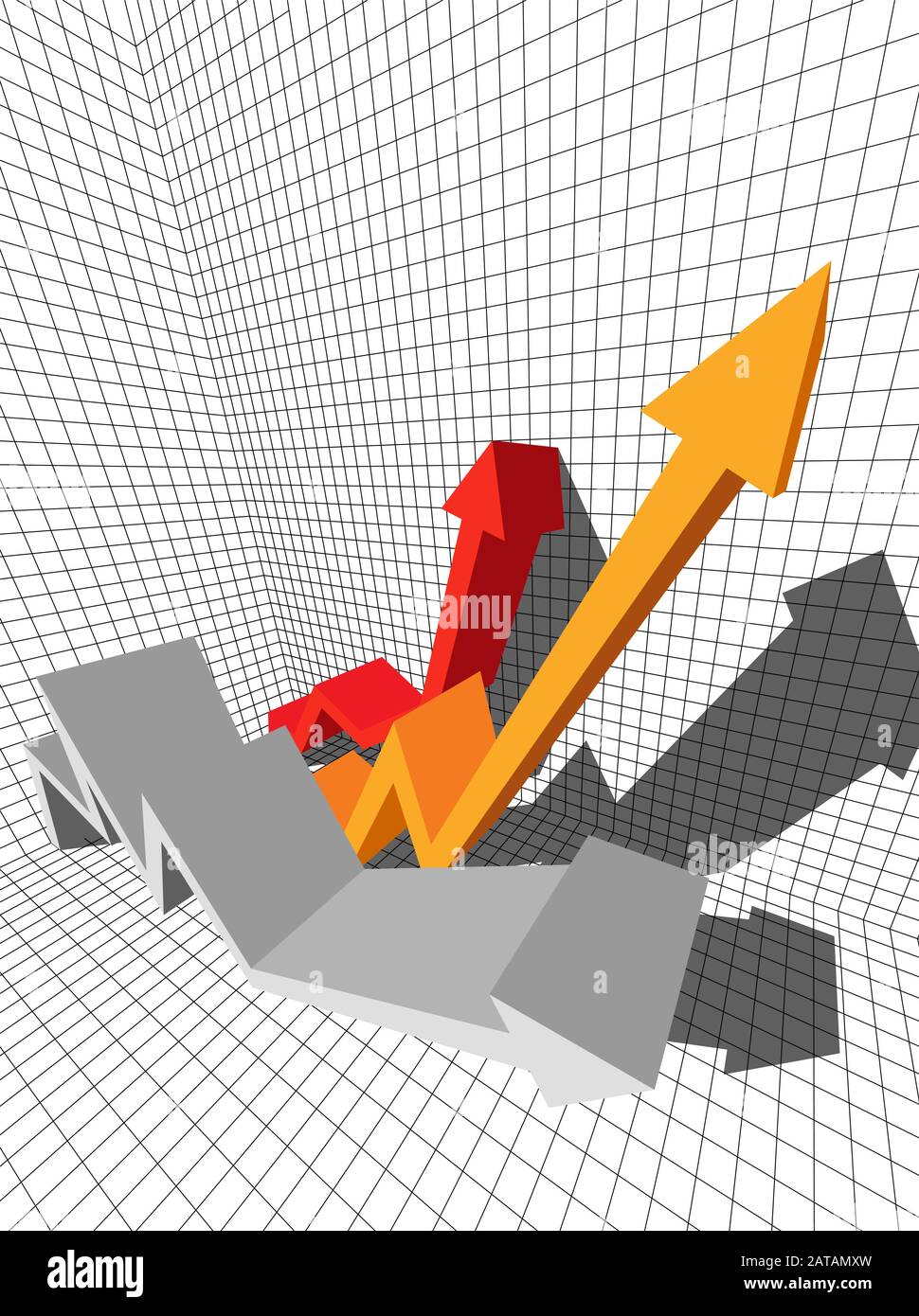 Three ascending or rising arrows in geometric business diagram Stock ...