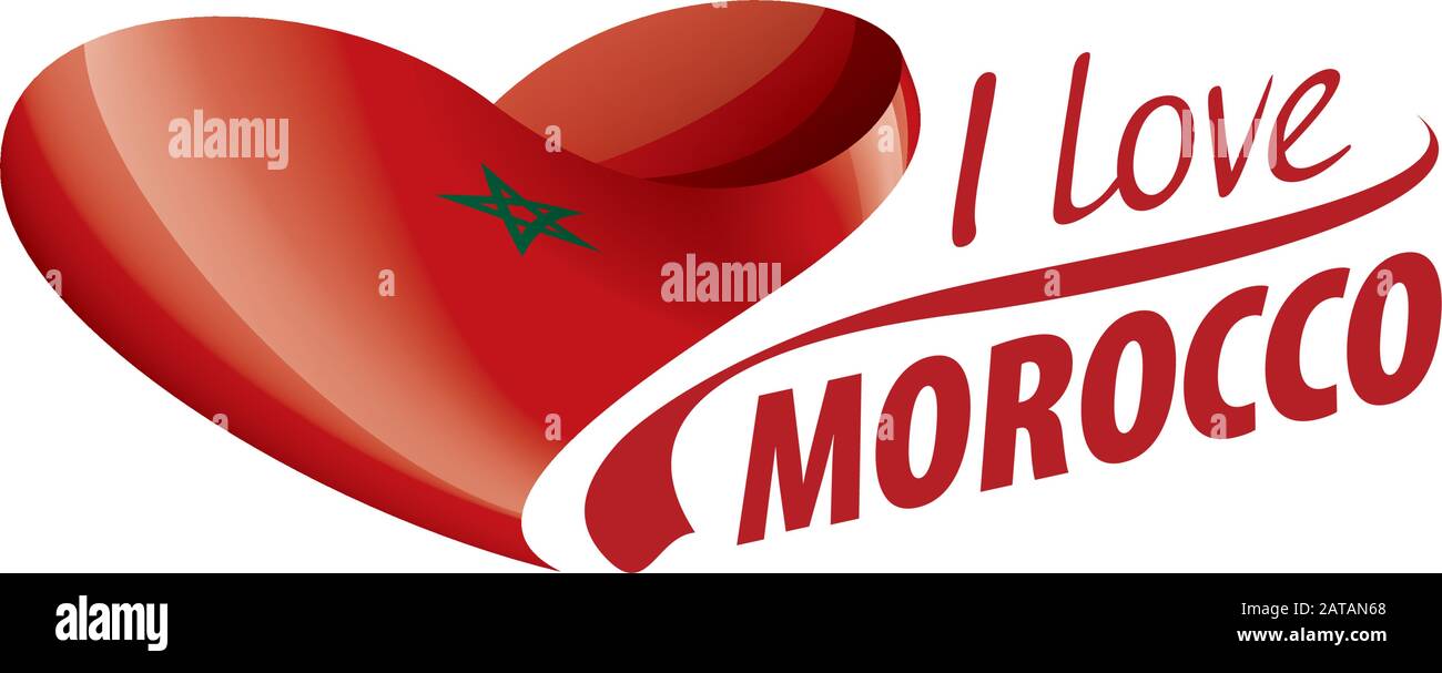 National flag of the Morocco in the shape of a heart and the ...