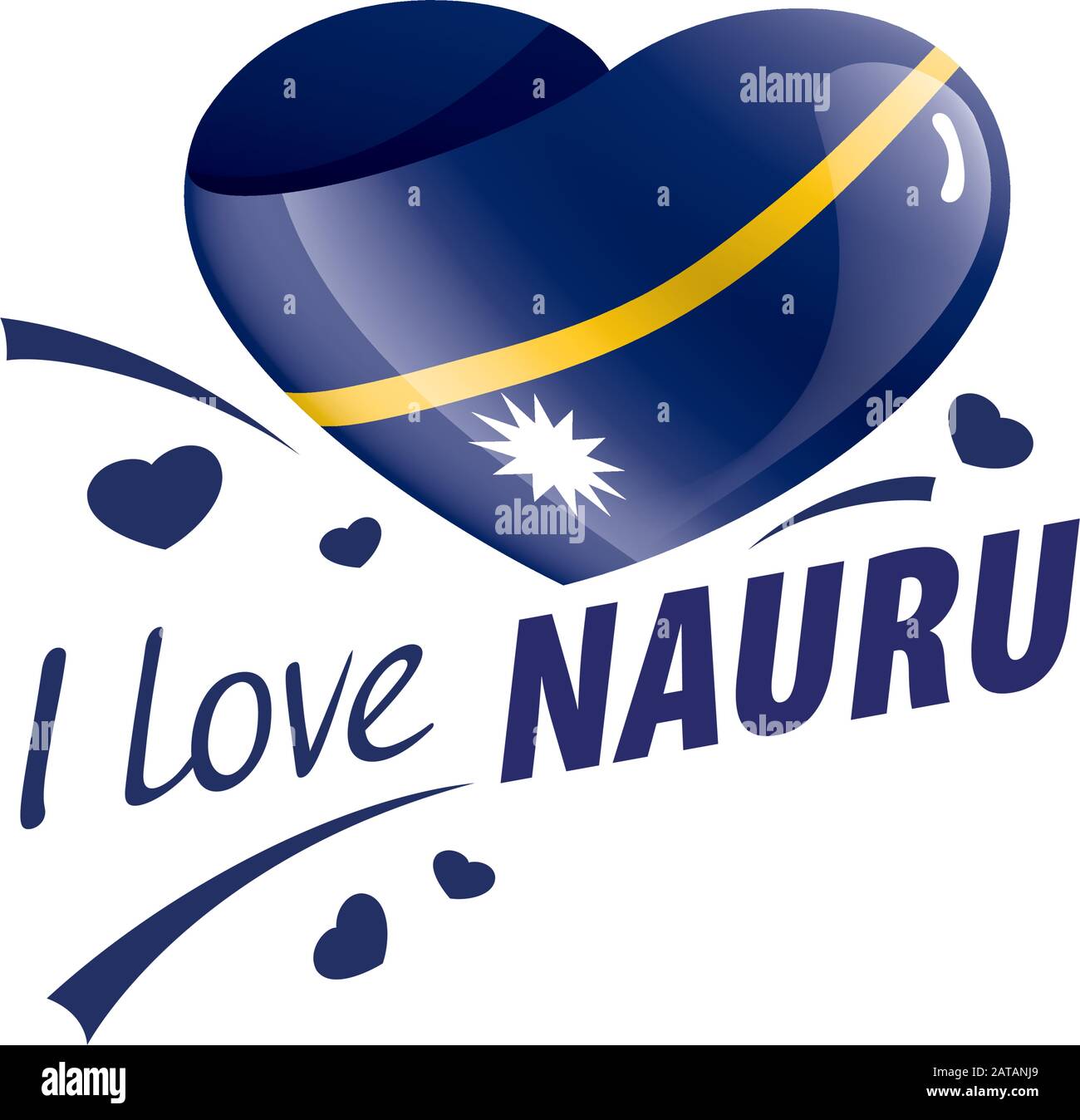 National flag of the Nauru in the shape of a heart and the inscription ...
