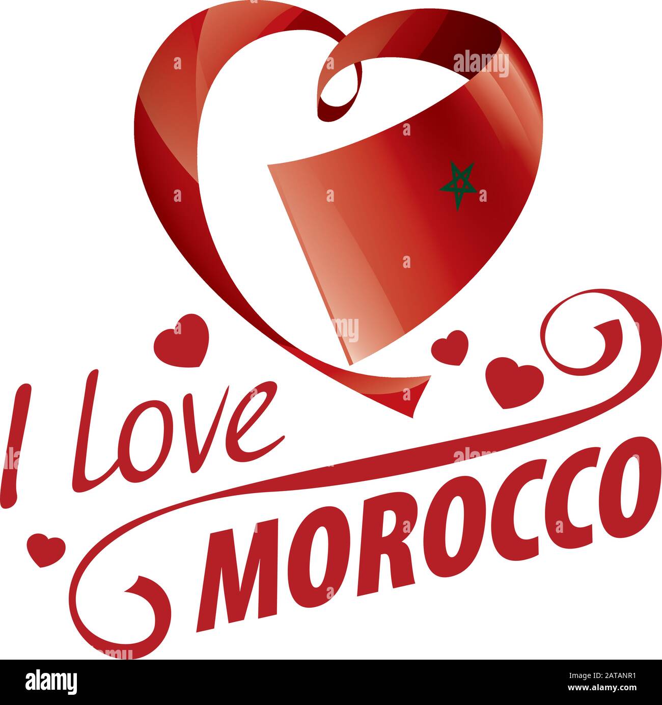 National flag of the Morocco in the shape of a heart and the ...