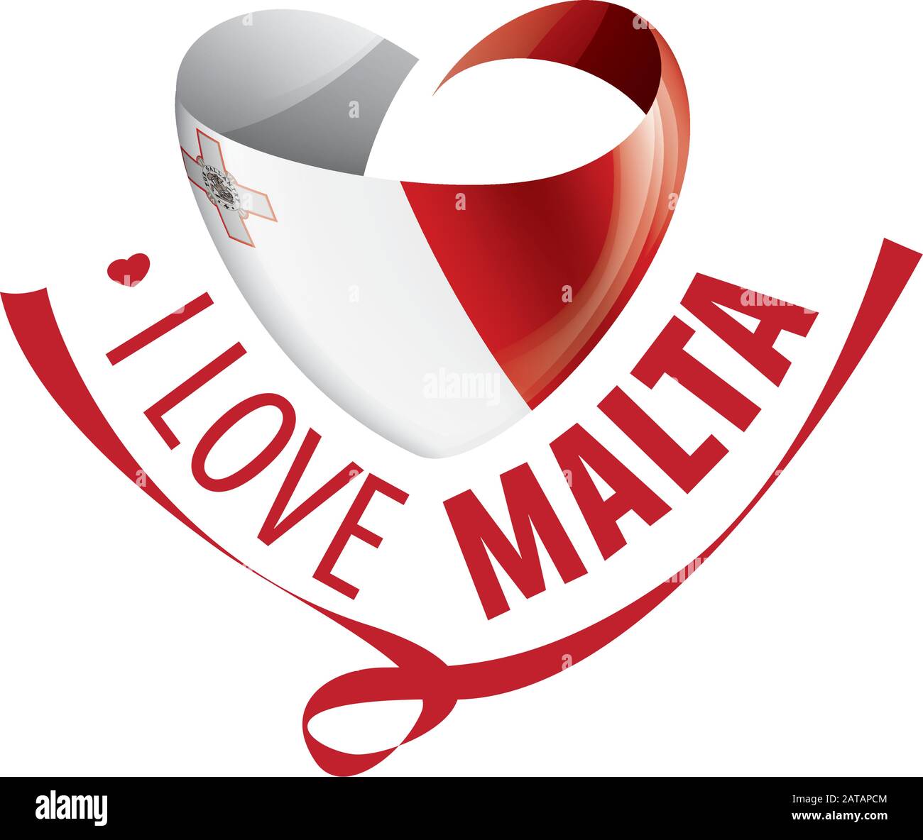 National flag of the Malta in the shape of a heart and the inscription ...