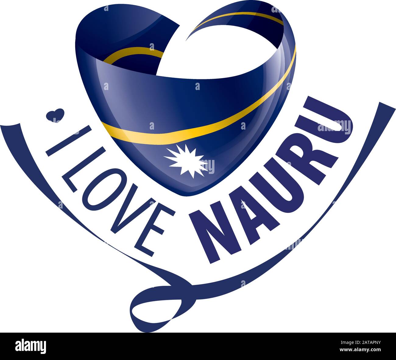 National flag of the Nauru in the shape of a heart and the inscription ...