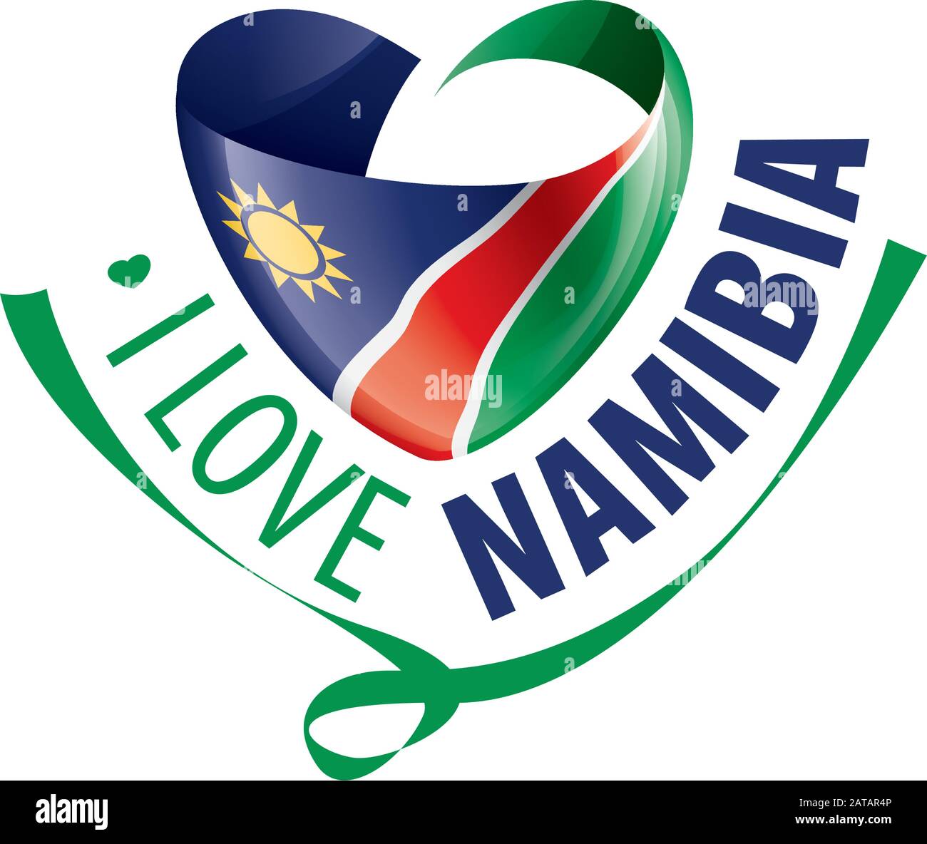 National flag of the Namibia in the shape of a heart and the ...