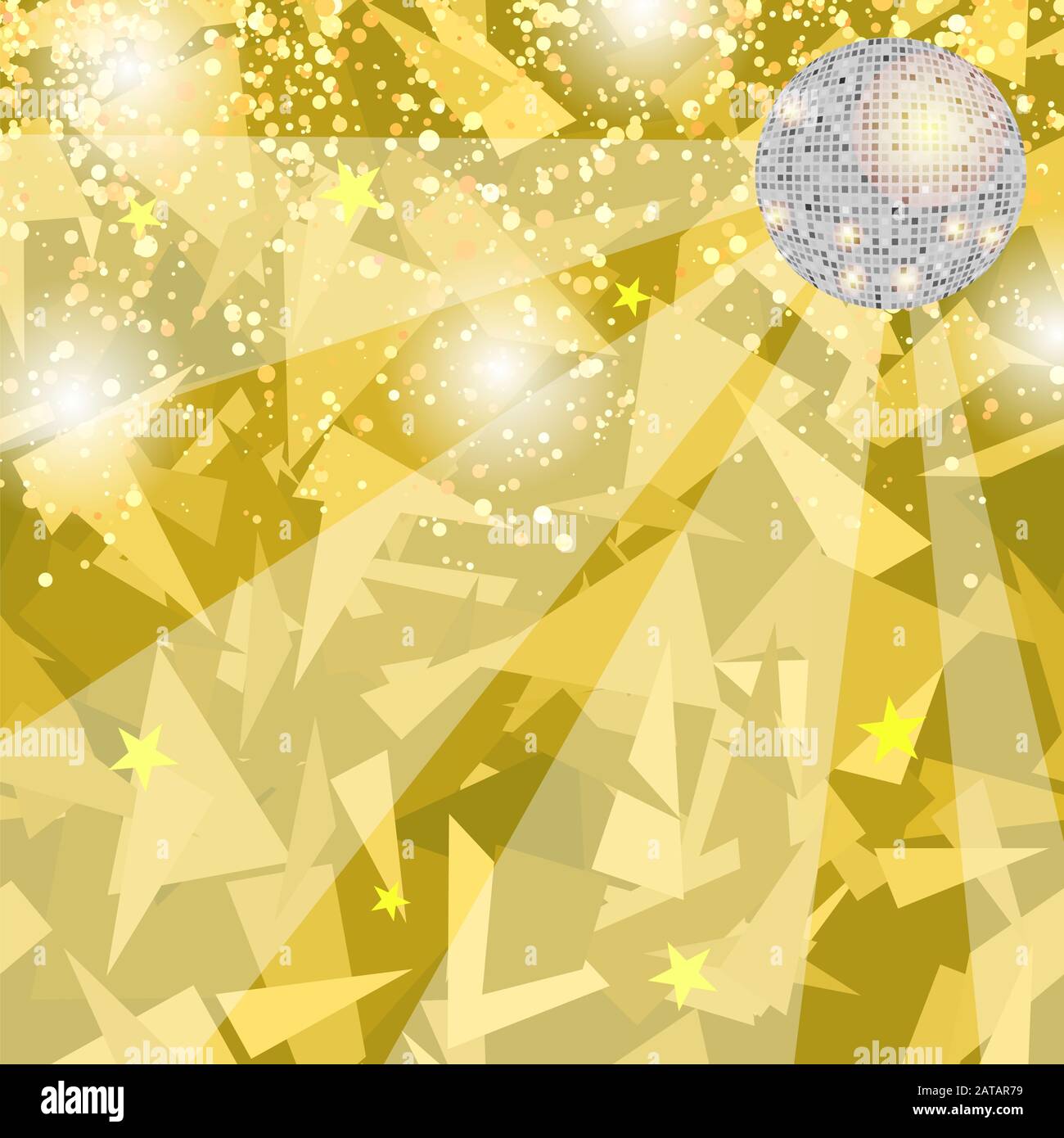 Yellow Night Party Background with Mirror Sphere. Disco Club Banner ...