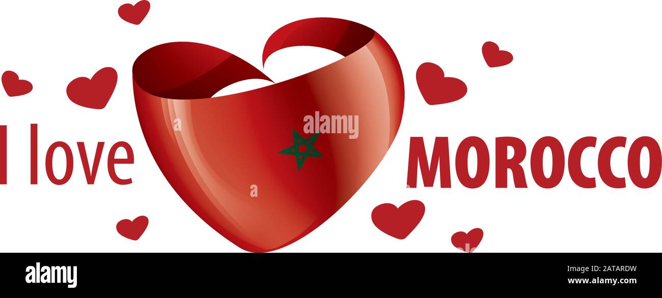 National flag of the Morocco in the shape of a heart and the ...