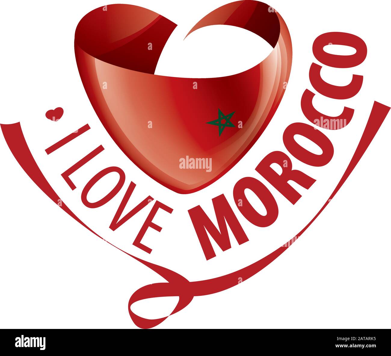 National flag of the Morocco in the shape of a heart and the ...