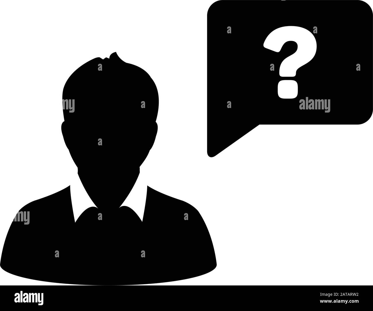 Person icon with question mark speech bubble symbol vector male profile ...