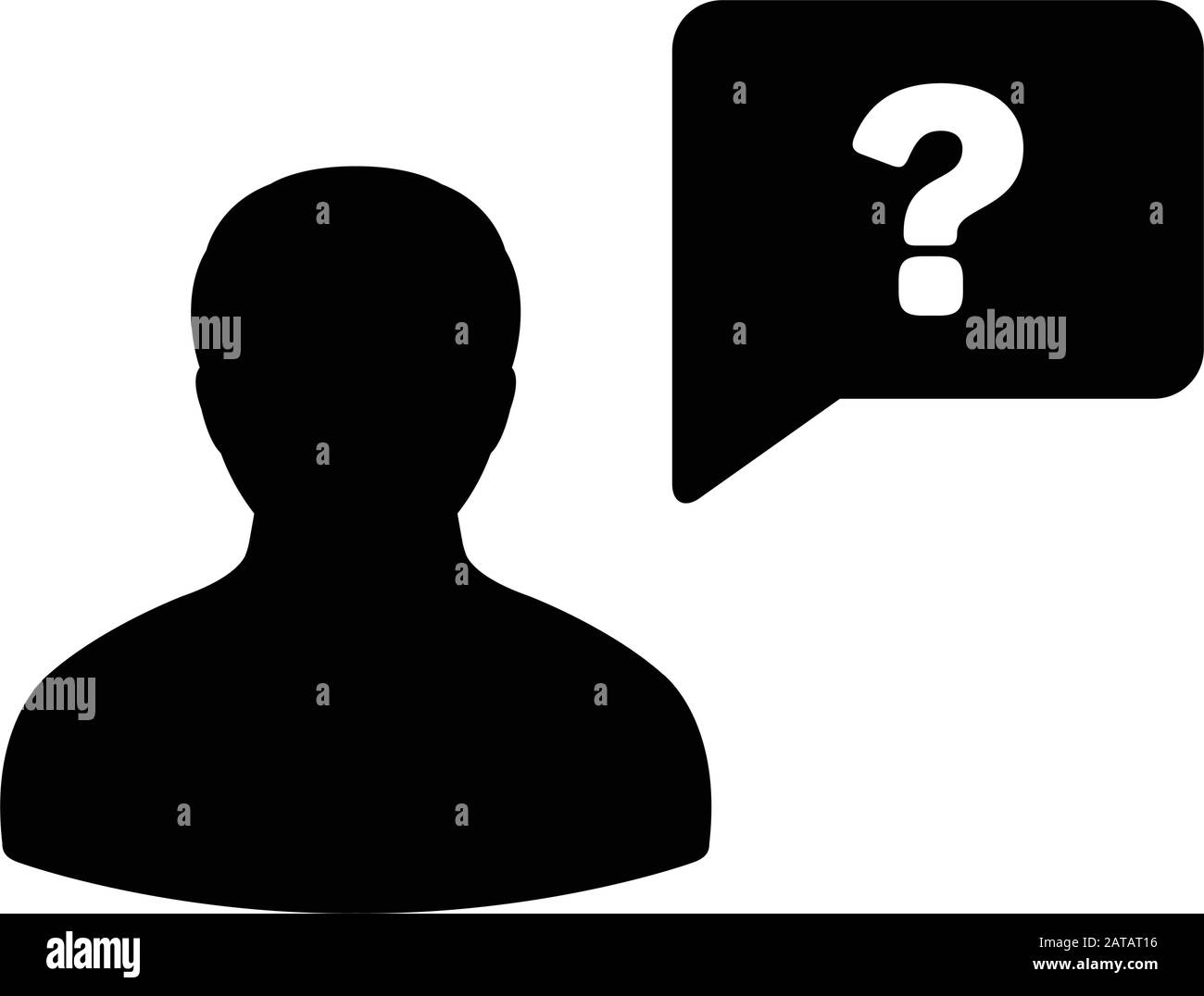 User icon with question mark speech bubble symbol vector male person ...