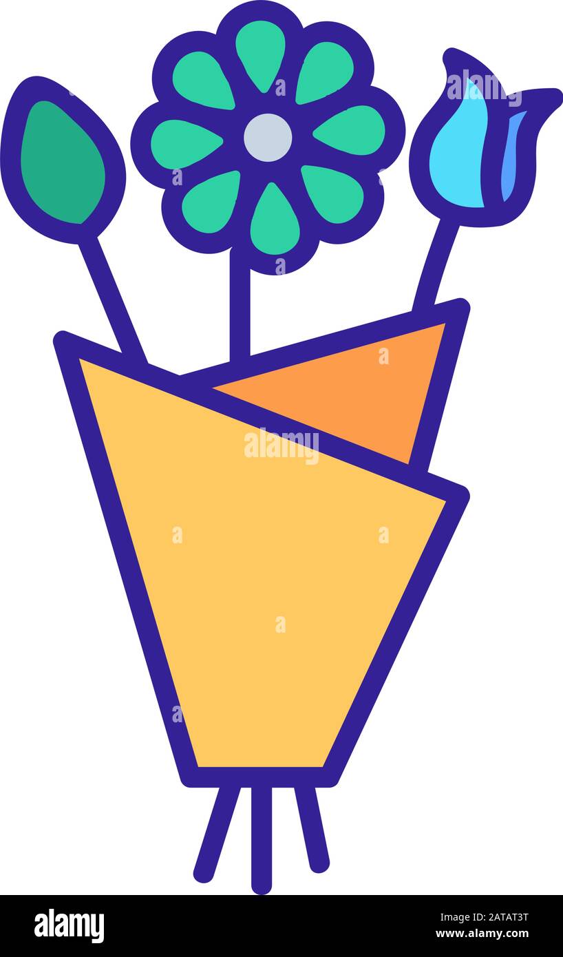 A bouquet of flowers icon vector. Isolated contour symbol illustration ...