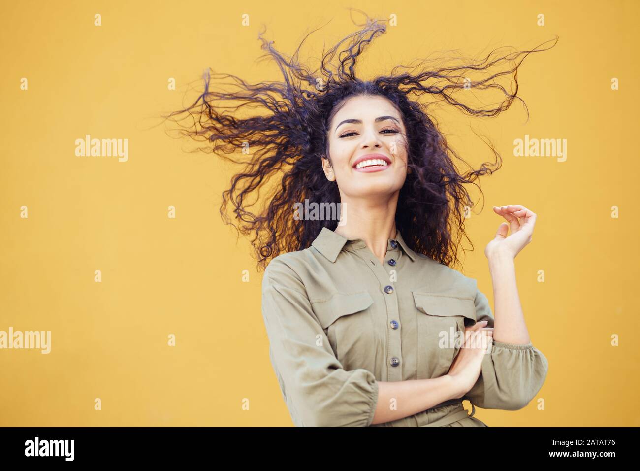 Hair wind curly hi-res stock photography and images - Alamy