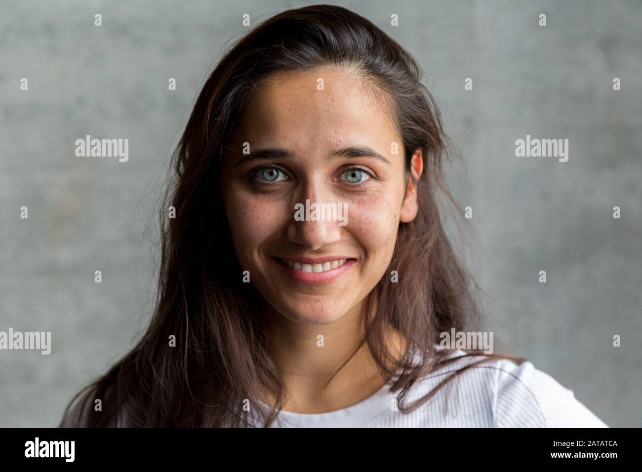 Pretty Middle Eastern Woman with Light Colored Eyes Smiling Stock Photo ...