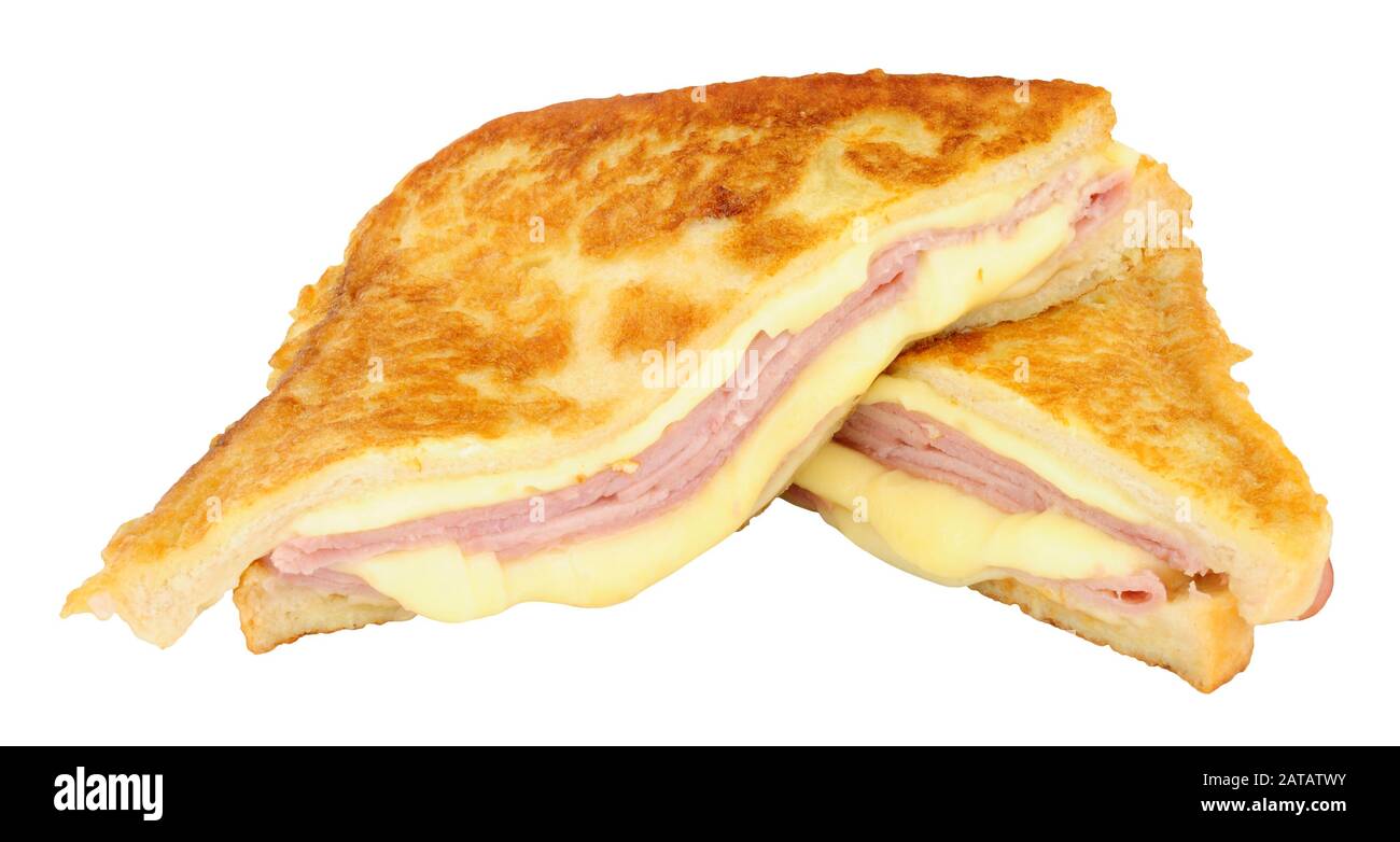 Fried ham and cheese Monte Cristo sandwich isolated on a white ...