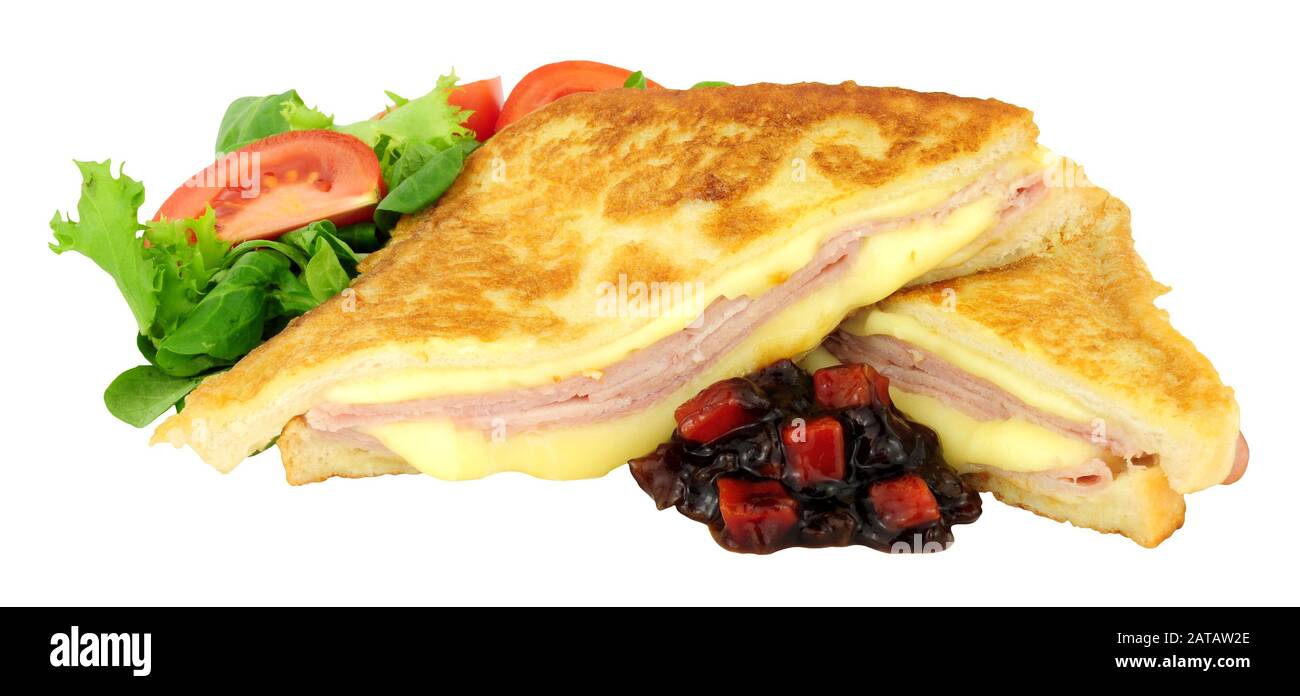 Fried ham and cheese Monte Cristo sandwich isolated on a white ...