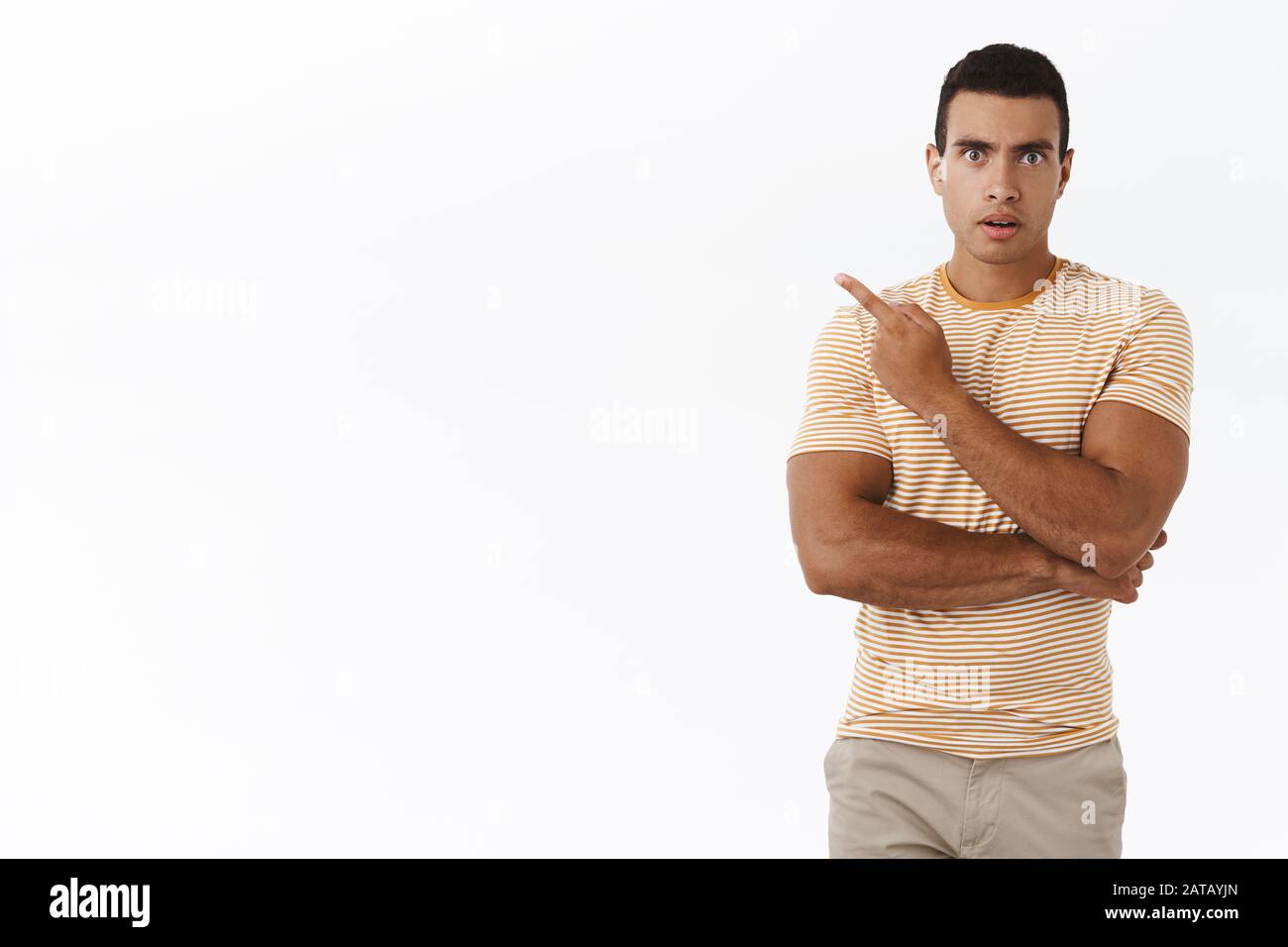 Confused and intrigued caucasian masculine man asking question about ...