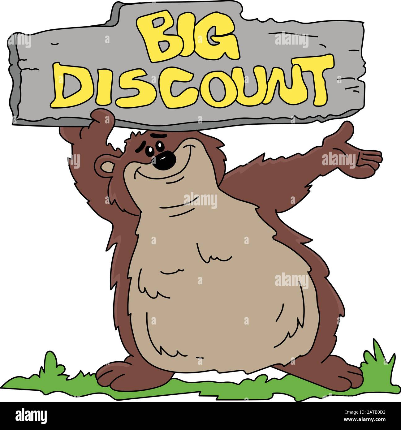 Cartoon bear holding a sale card in his hands vector illustration Stock ...
