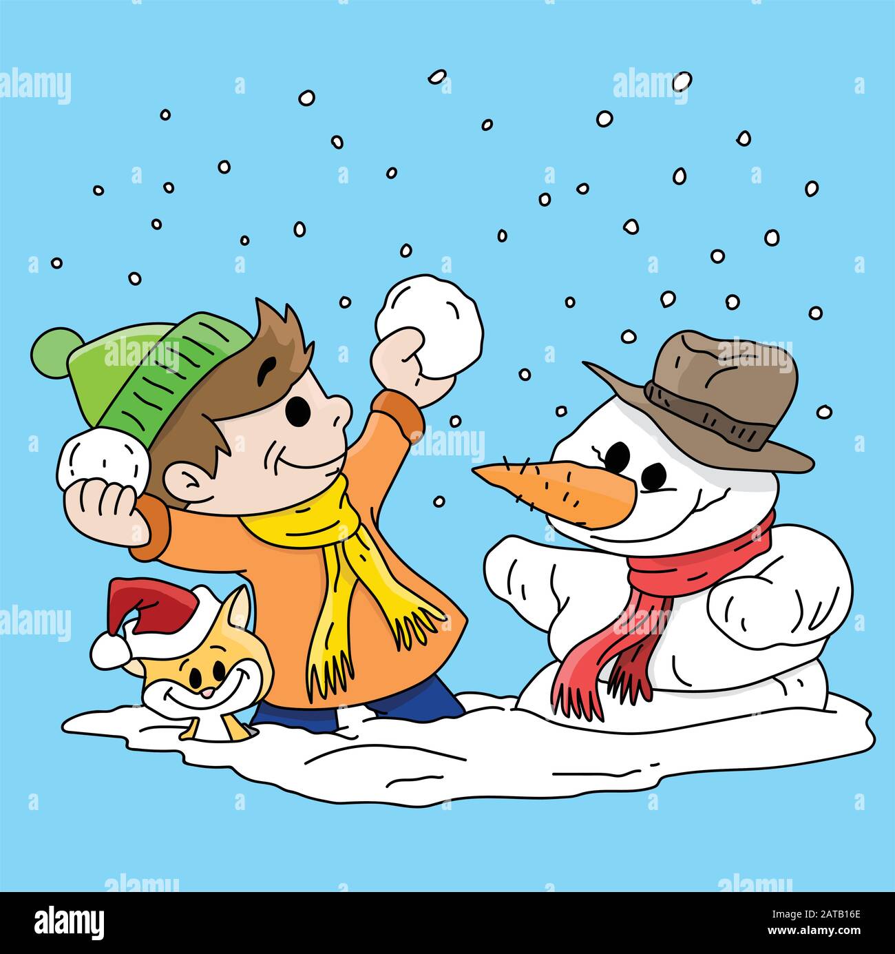 Snowman Snowball Fight Clipart