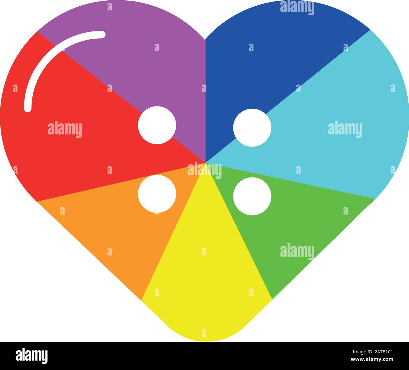 Rainbow Ray Heart Button for Clothes Flat Vector Icon for Printing ...