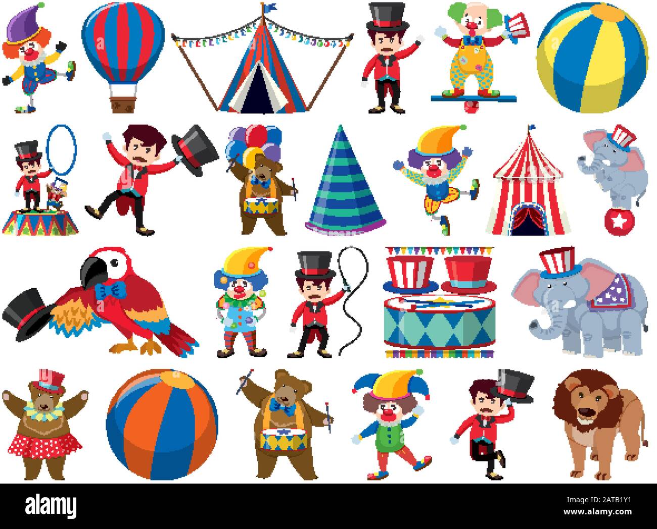Large set of isolated objects of circus illustration Stock Vector Image ...