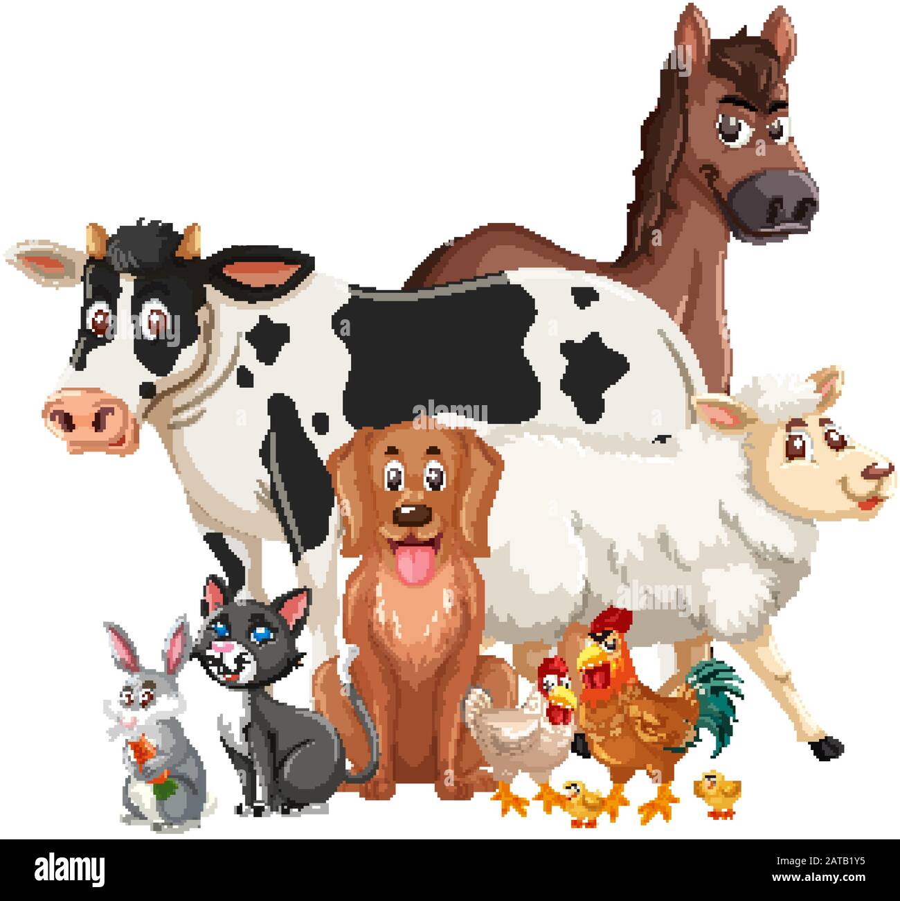 Different types of wild animals on white background illustration Stock ...