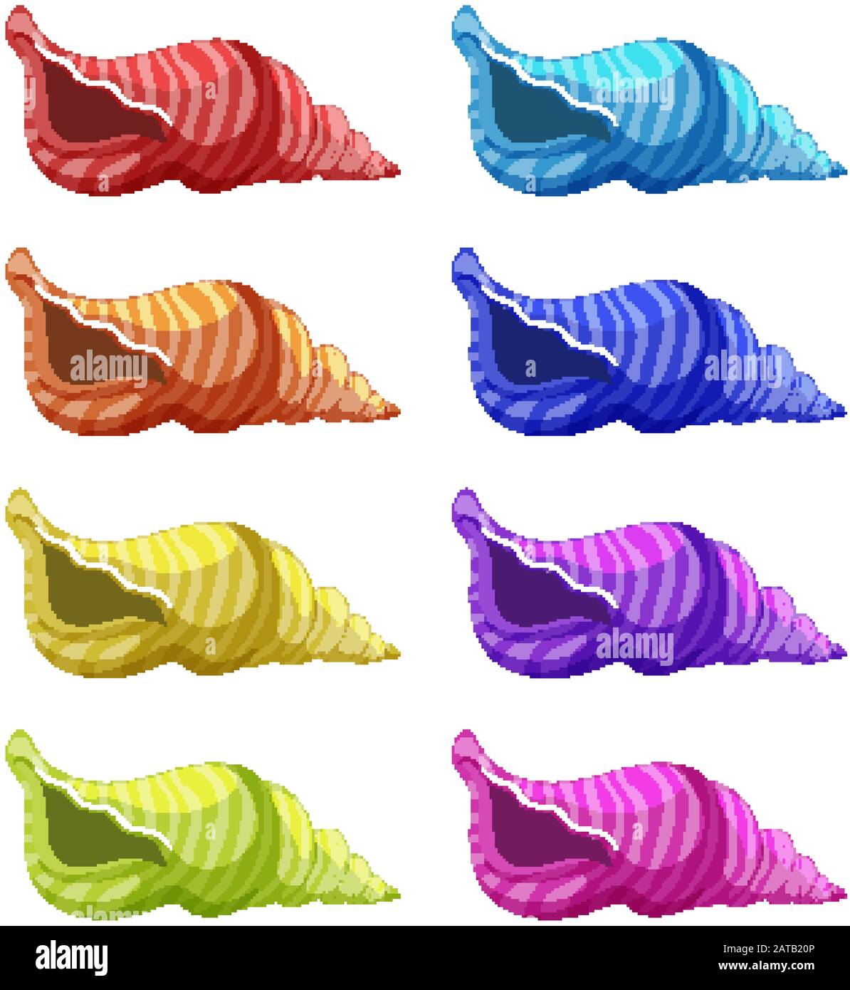 Set of seashells in different colors illustration Stock Vector Image ...