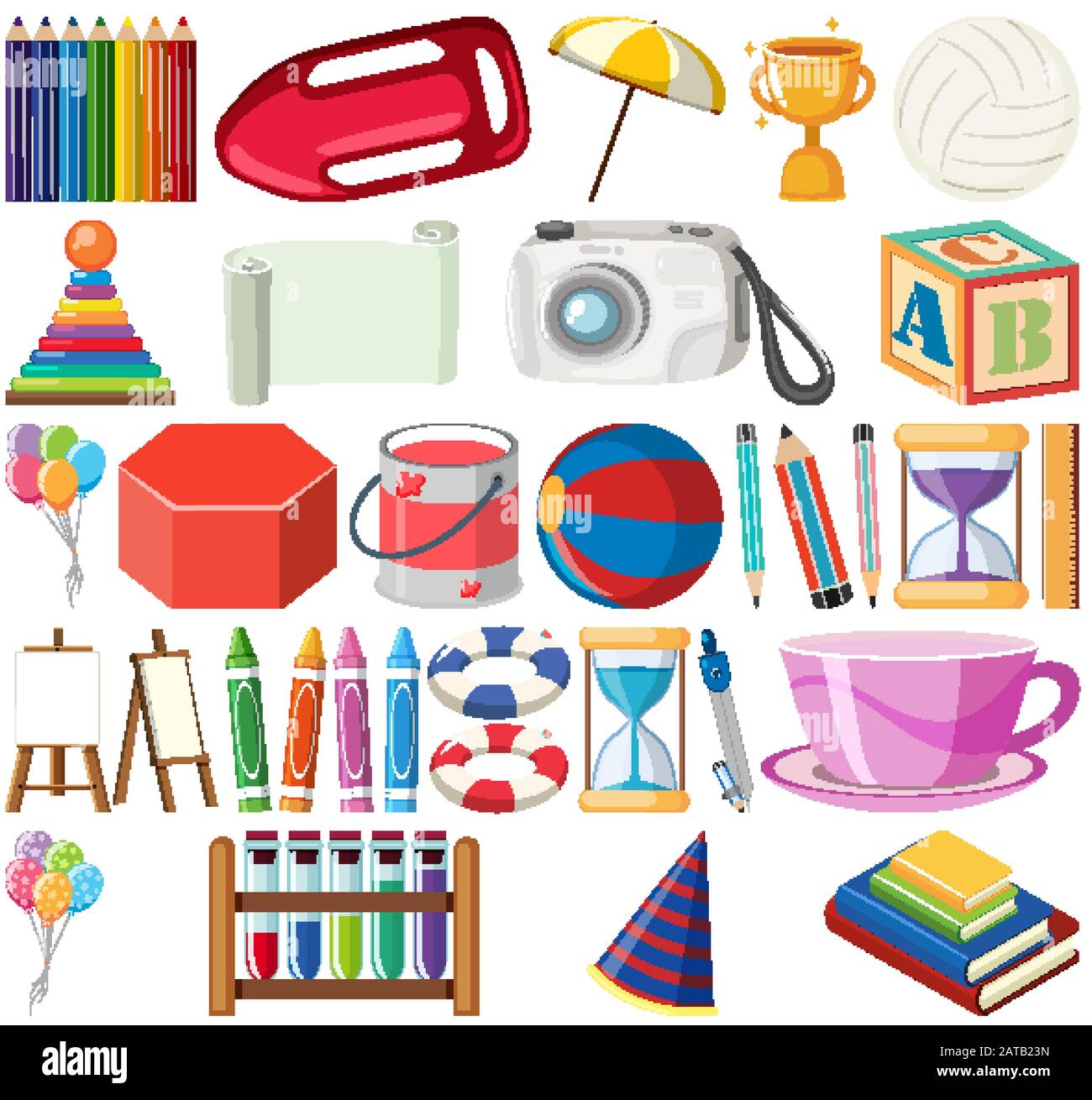 Set of isolated objects theme school items illustration Stock Vector ...