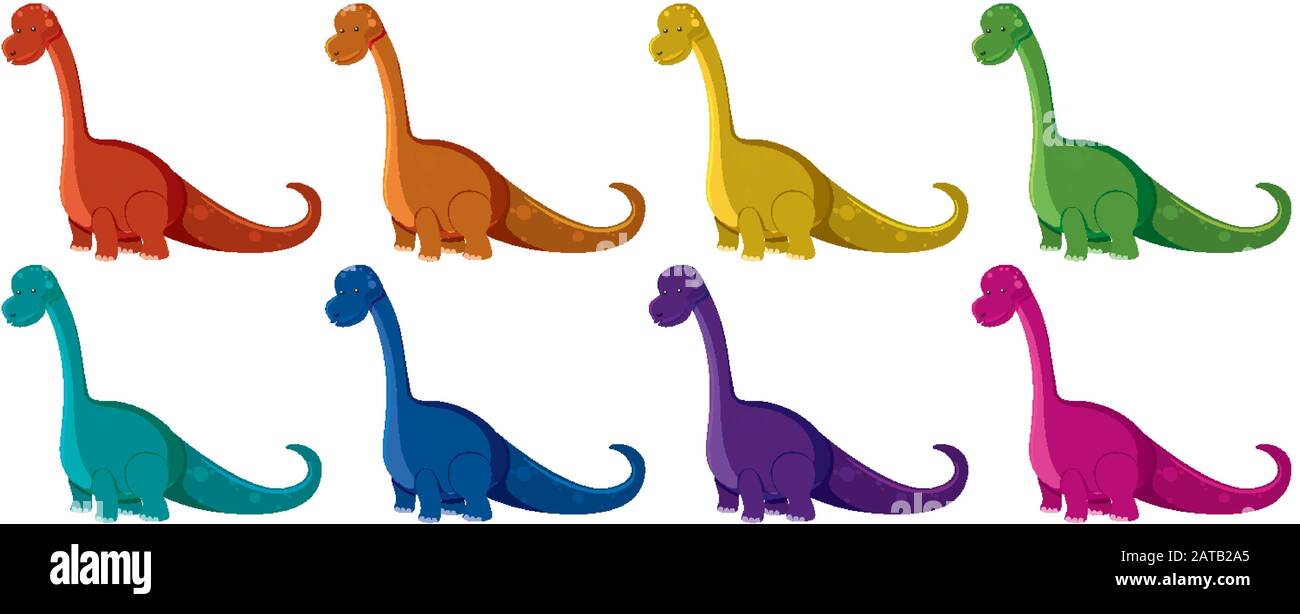 Brachiosaurs in eight different colors illustration Stock Vector Image ...