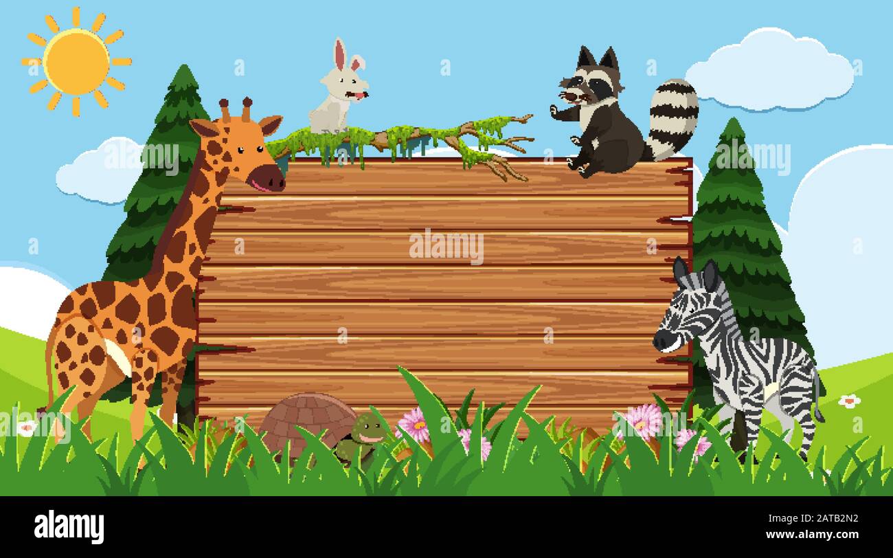 Border template with wild animals in background illustration Stock ...