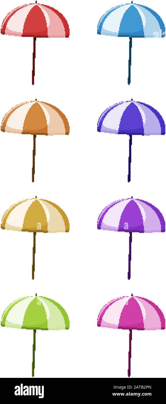 Set of umbrella in different colors illustration Stock Vector Image ...