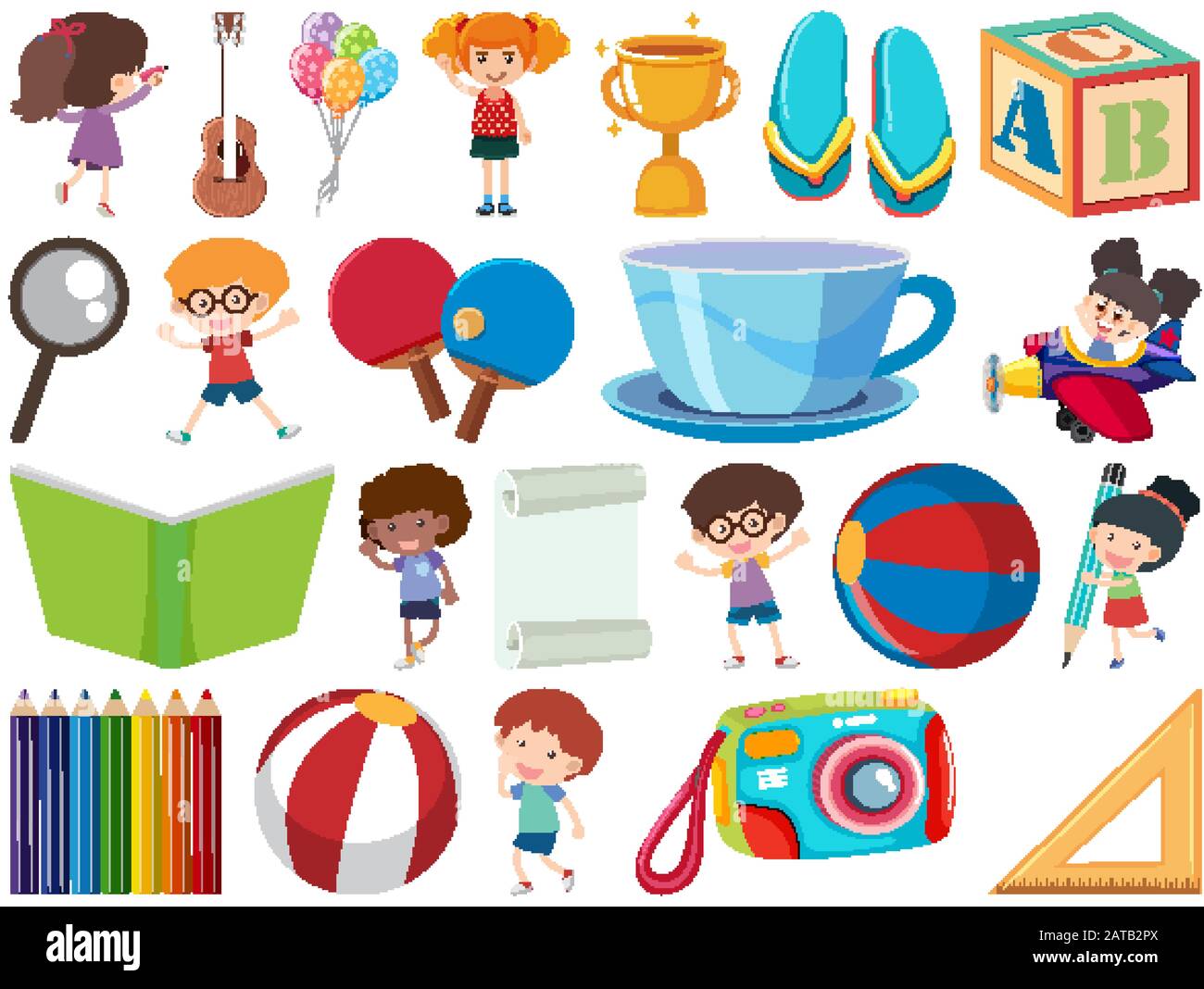 Set of isolated objects theme childhood illustration Stock Vector Image ...
