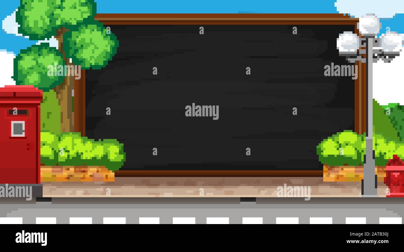 Border template with street and tree in the background illustration ...