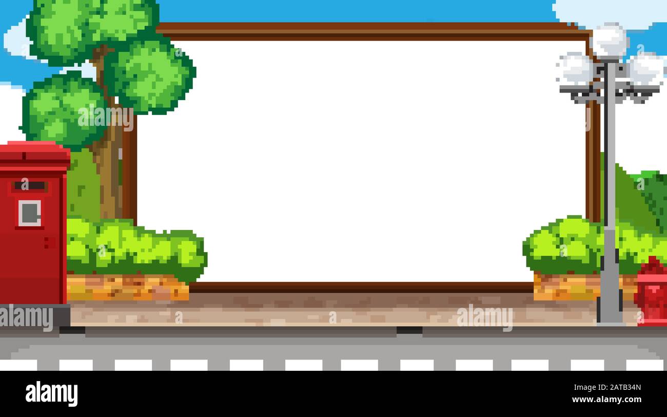 Border template with street and mountains in background illustration ...