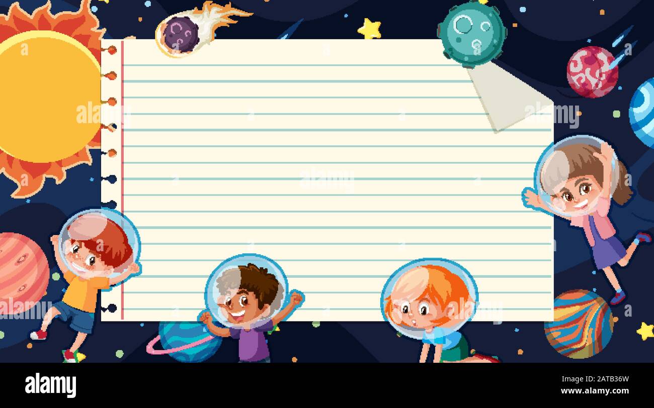 Border template with space theme in background illustration Stock ...