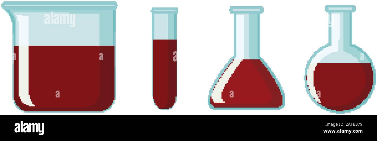 Set of science containers with red chemical illustration Stock Vector ...