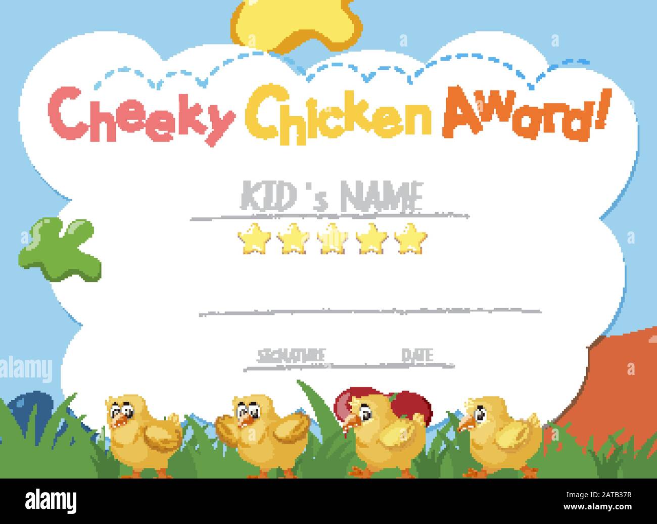 Certificate template for cheeky chicken award with little chicks in ...