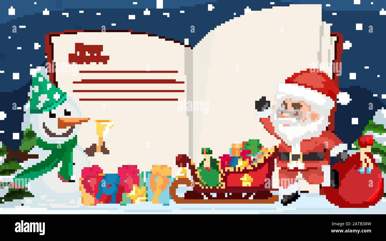 Border template with Santa and snowman illustration Stock Vector Image ...