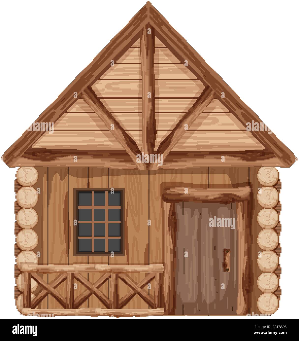 Wooden cottage with one door and one window illustration Stock Vector ...