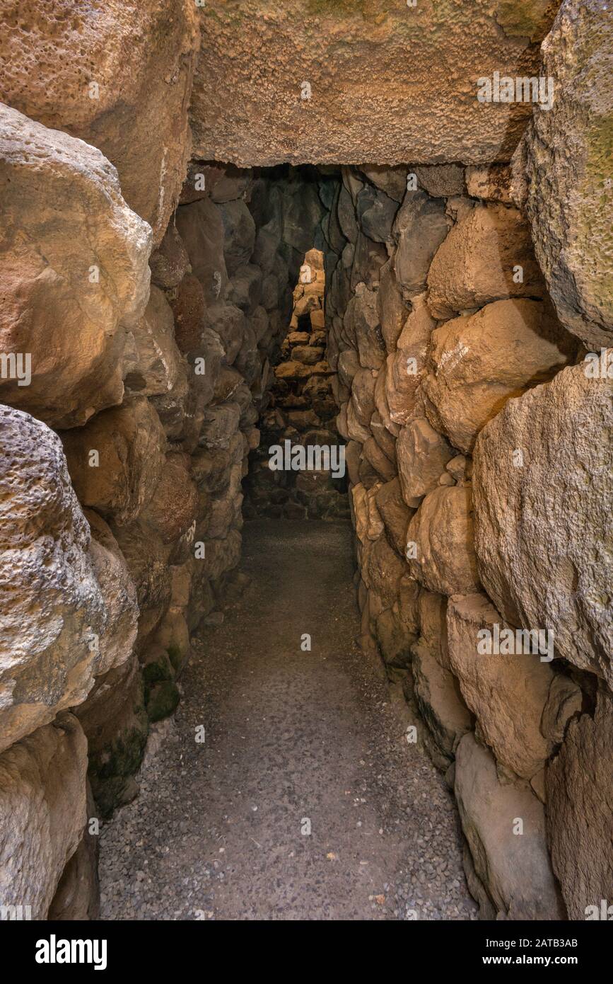 Entrance to central tower at Nuraghe Su Nuraxi, 17th cent BC ...