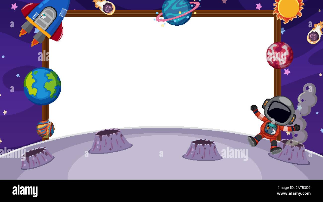 Border template with space theme in background illustration Stock ...