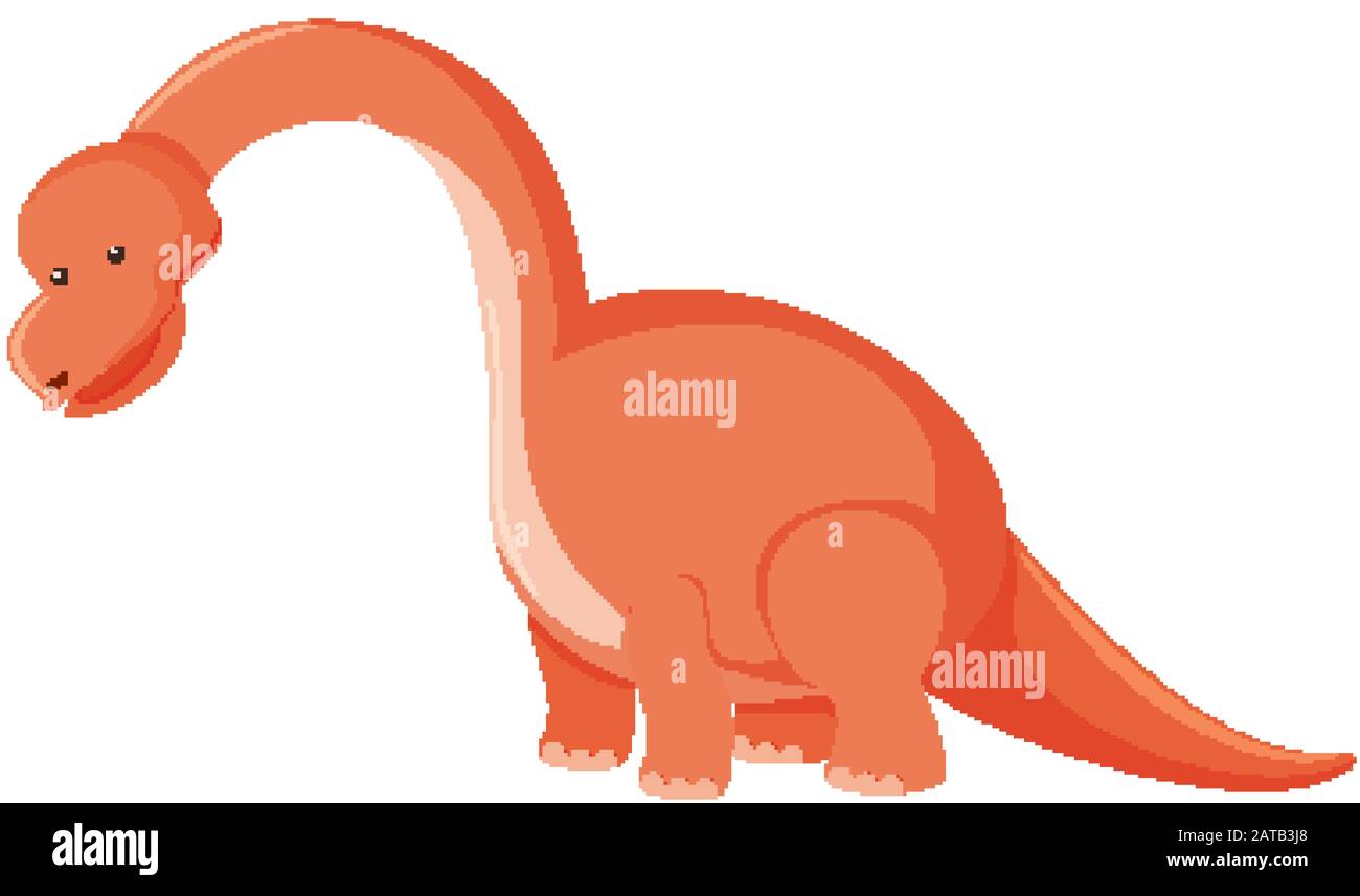 Single picture of brachiosaurus in orange color illustration Stock ...
