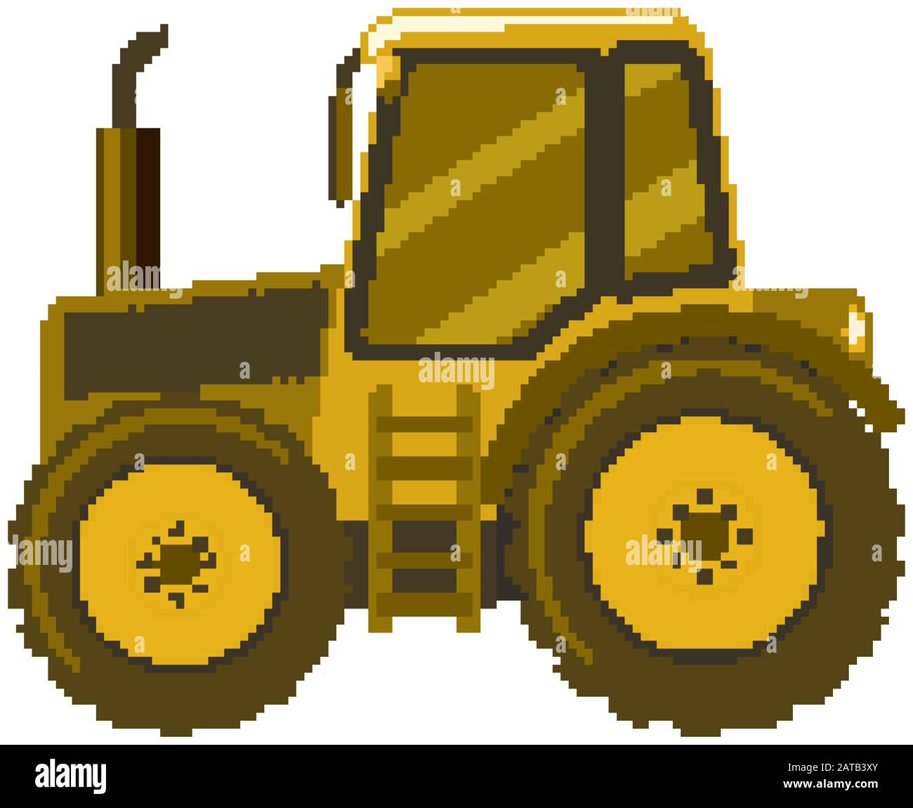 Single picture of yellow tractor on white background illustration Stock ...