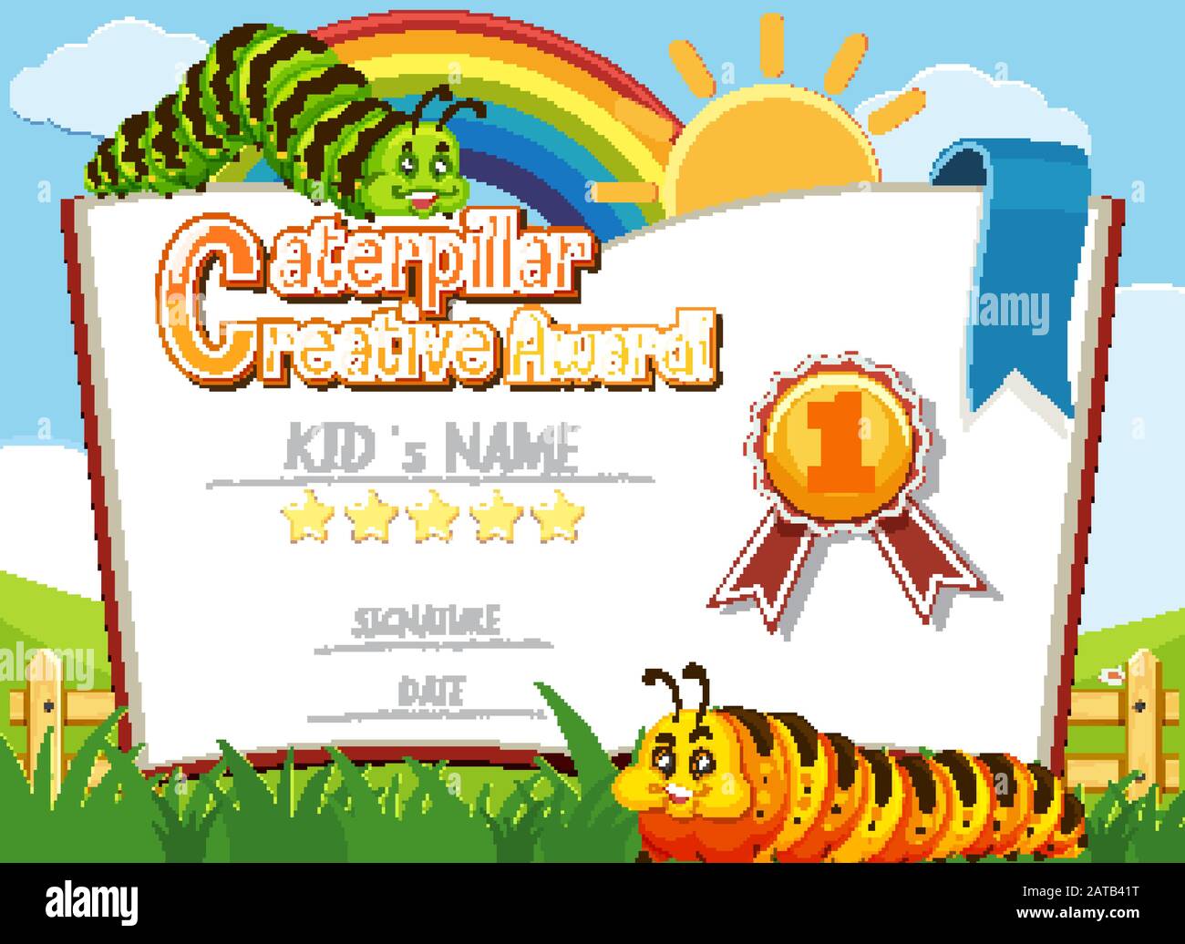 Certificate template for caterpillar creative award with caterpillars ...