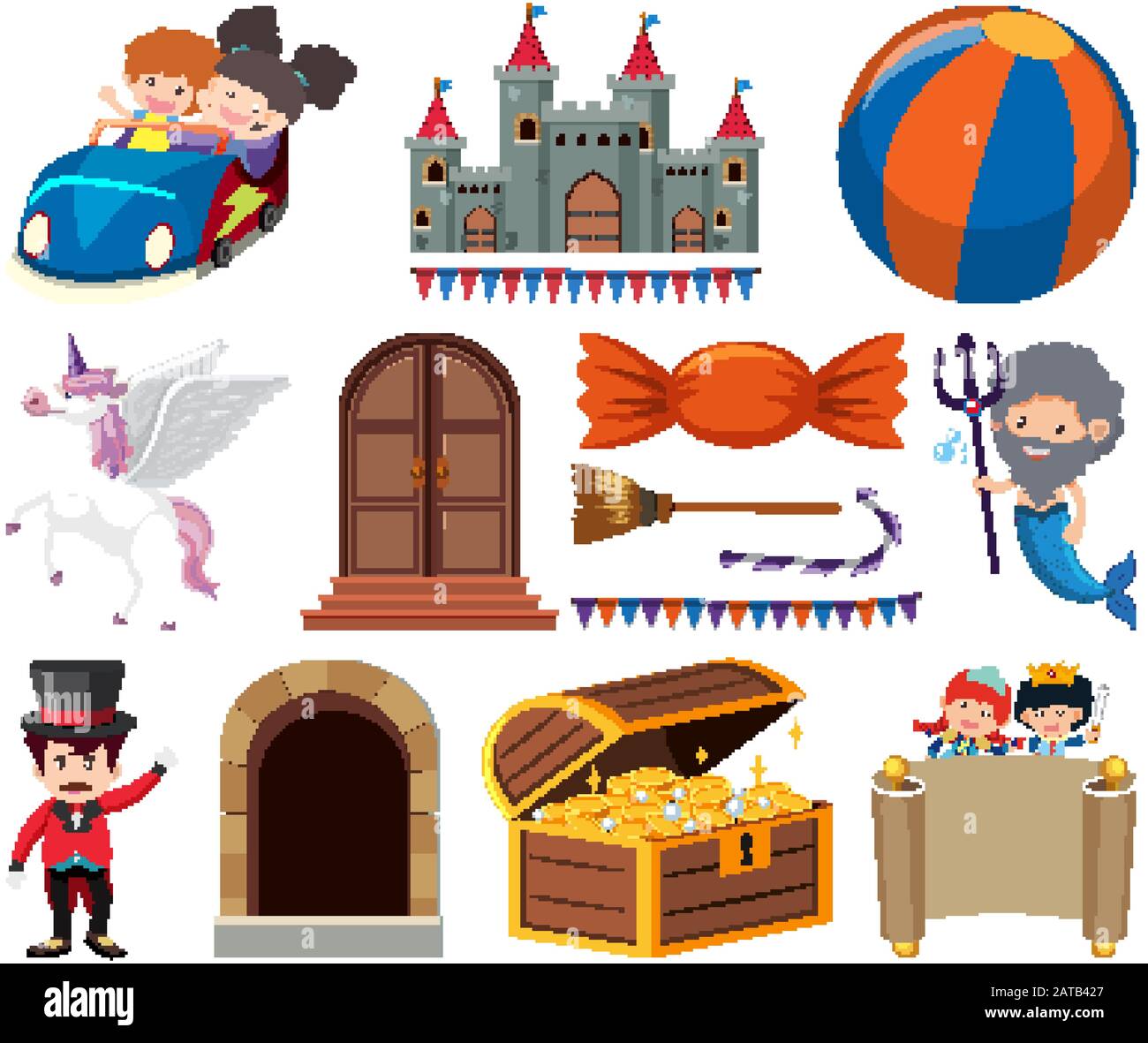 Set of fairytale characters and items illustration Stock Vector Image ...